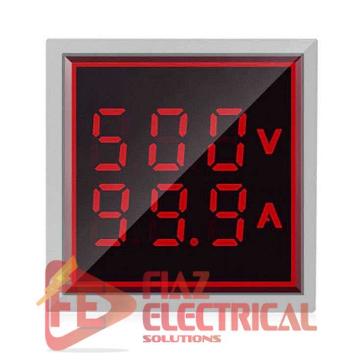 Digital Square Volt meter & Ampere Meter Indicator Type Hole Size (22mm ...